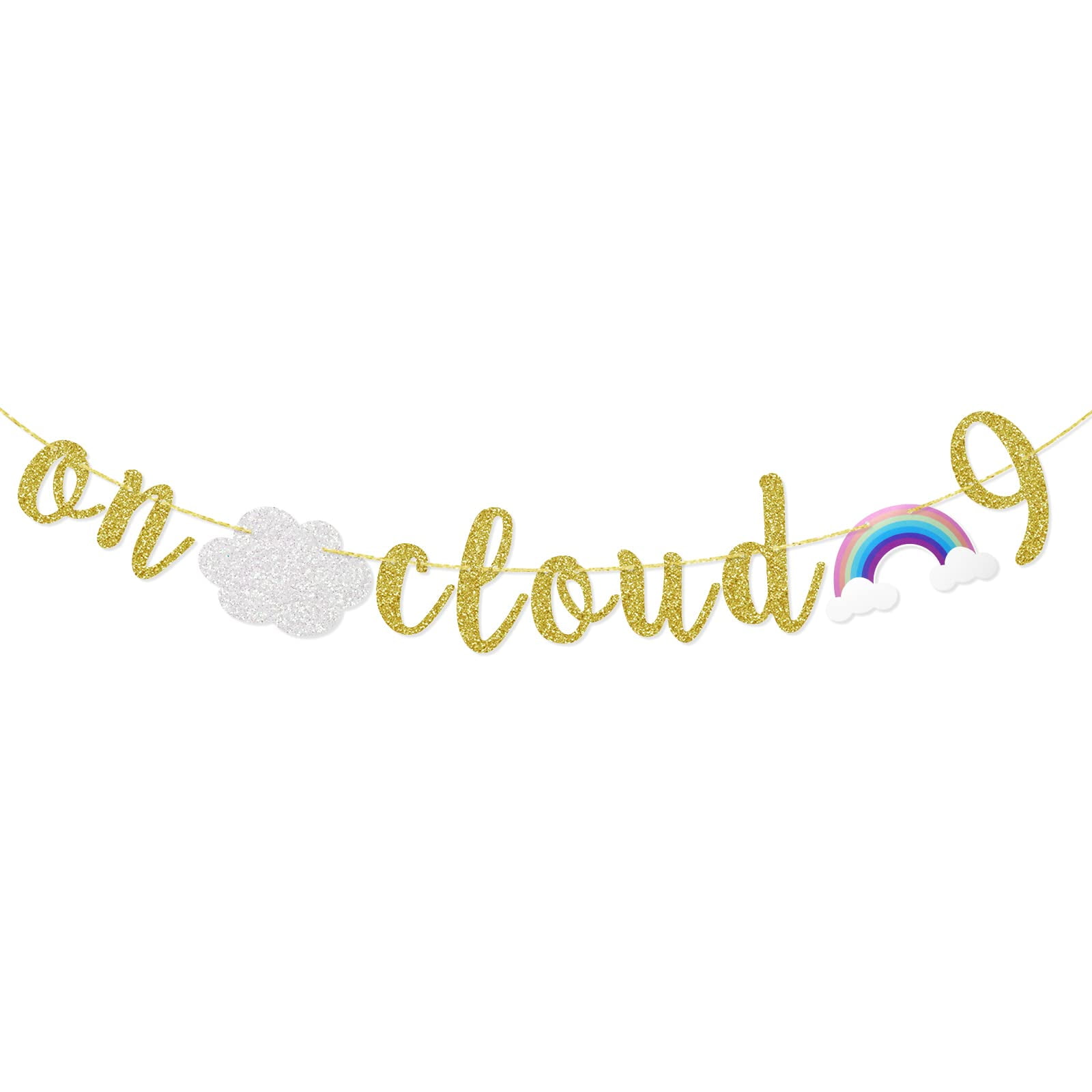 On Cloud 9 Banner 9th Birthday Party Decorations Rainbow Sign 9 Year ...