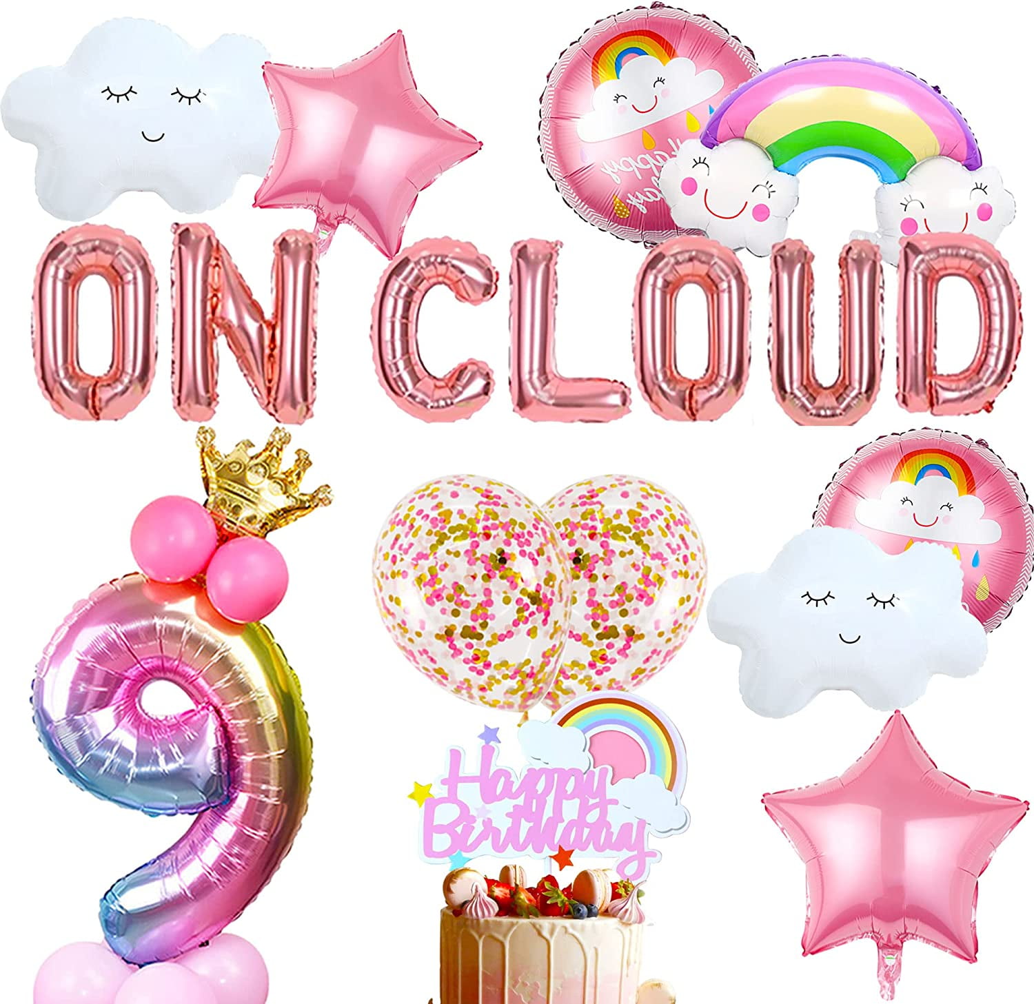 On Cloud 9 ROSE GOLD Balloons Banner on cloud nine birthday party ...