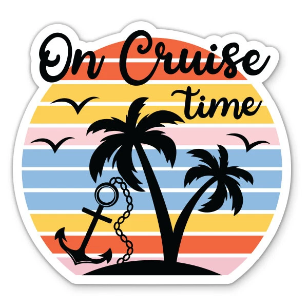 On Cruise Time Beach Tropical Vacation Sticker Phone Decal Water Bottle ...