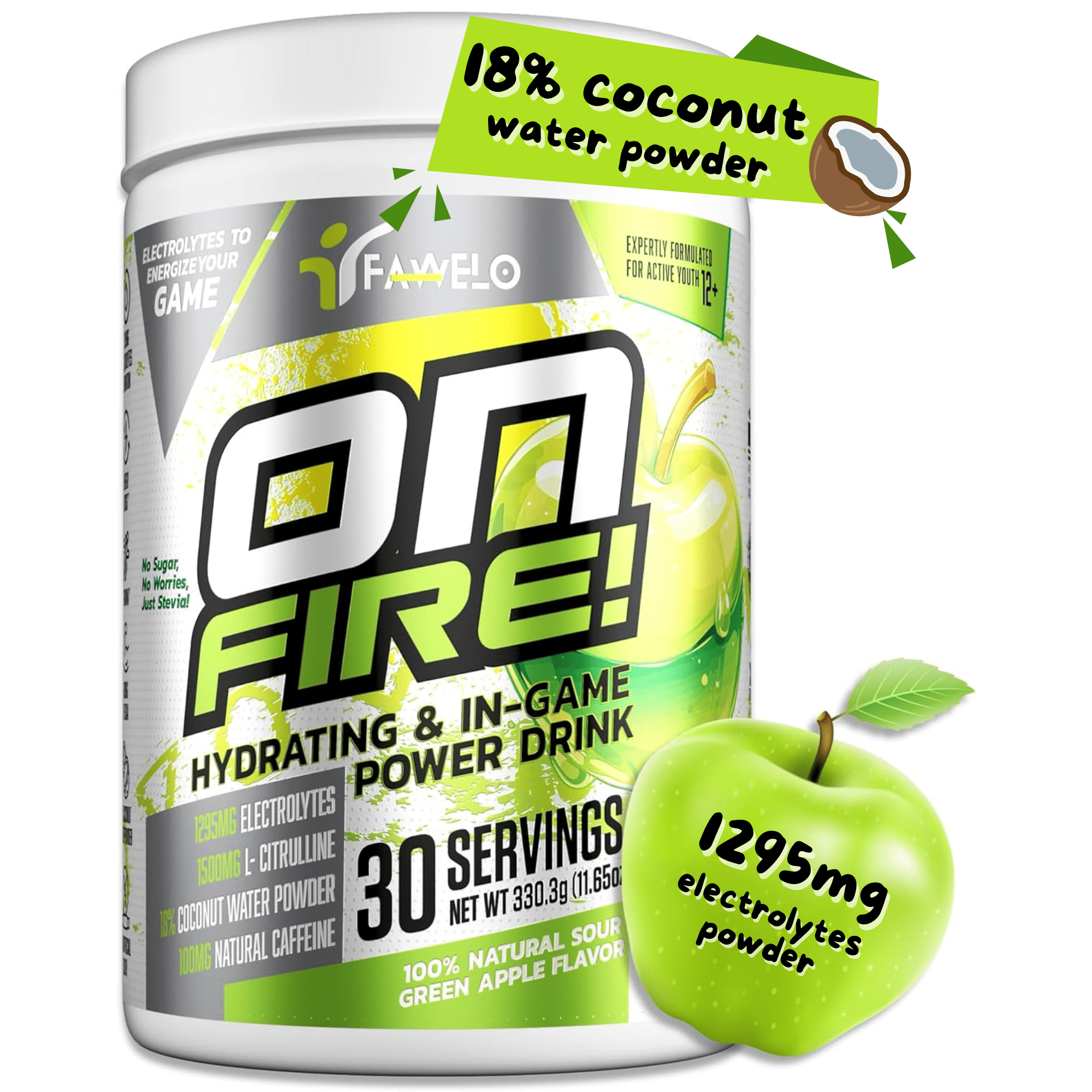 On Fire Electrolytes Powder – Coconut Water & BCAAs for Young Athletes ...