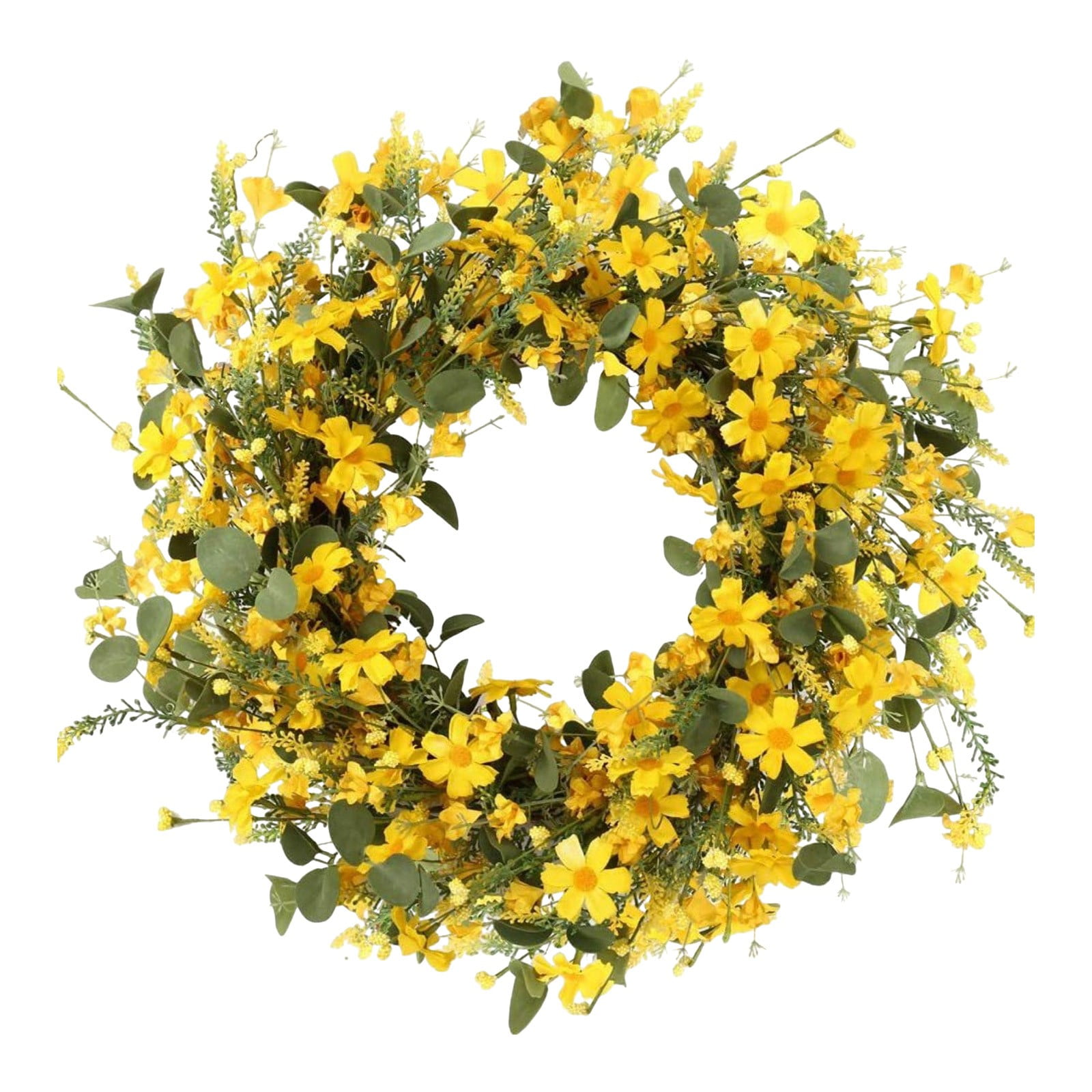 On July 4th 24 Inch Artificial Yellow Wreath Floral Spring Summer ...