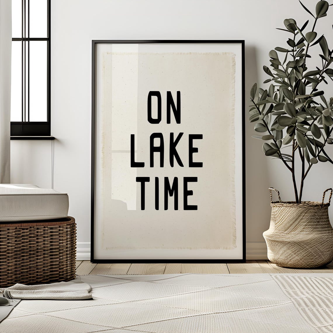 On Lake Time Banner Lake House Decor Wall Art Cabin Waterfront Homes ...