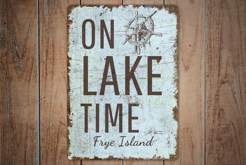 On Lake Time Lake House Sign Lake House Decor On Lake Time Sign Vintage ...