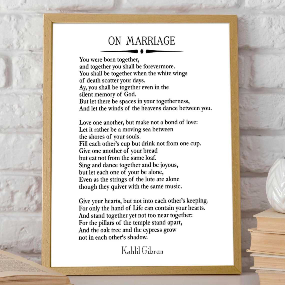 On Marriage Poem By Khalil Gibran The Prophet Print ,Decor For Living ...