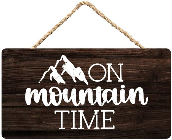 On Mountain Time Wooden Sign, Hanging Wood Sign Home Decorative,Wood ...