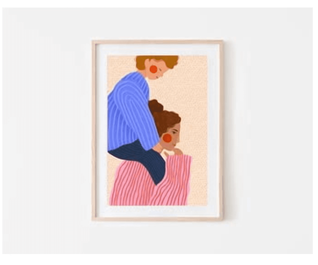 On Mum'S Back Poster Mama Son Poster Woman Illustration Kids Room Decor ...