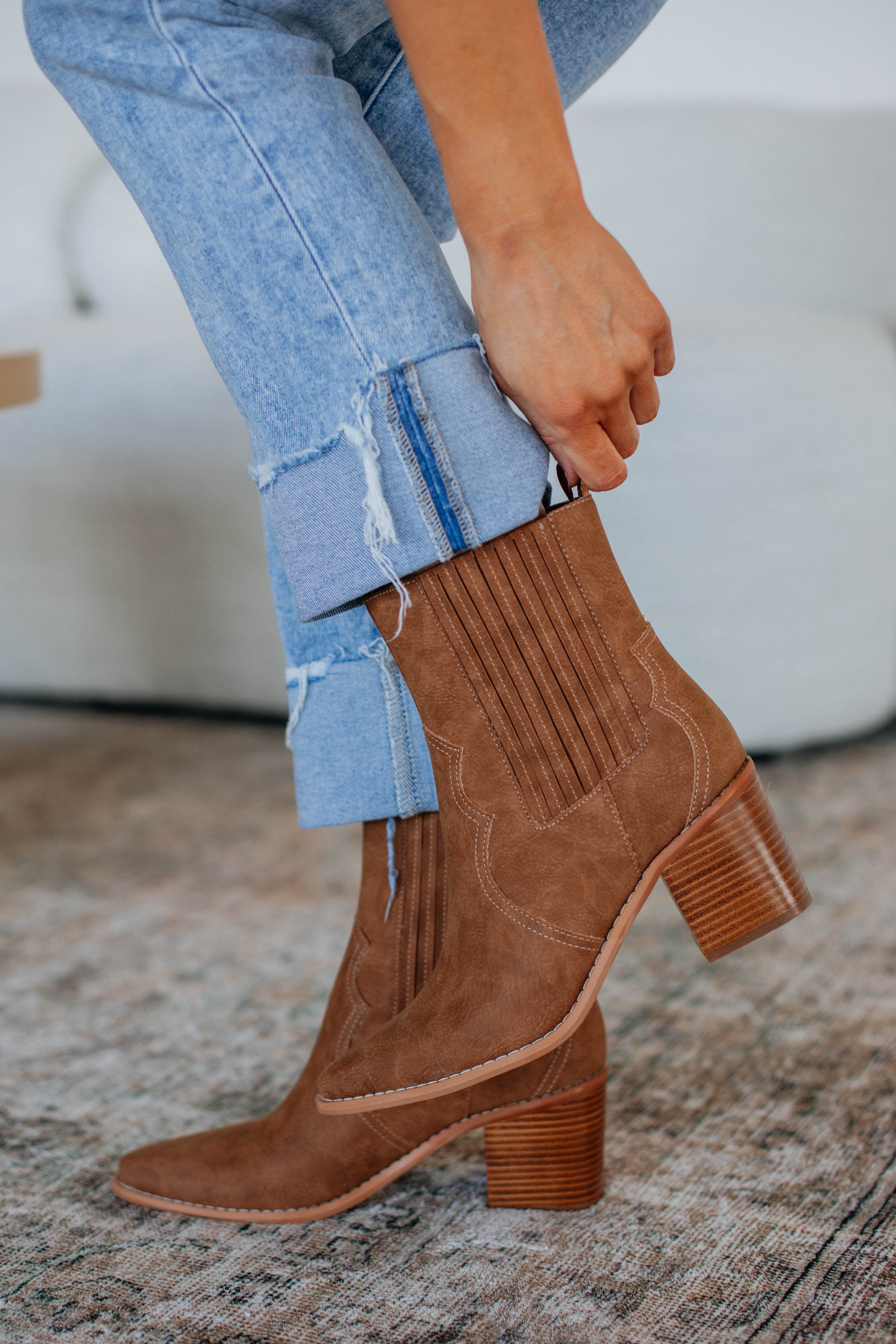 On My Best Behavior Boots - Chestnut - Walmart.com