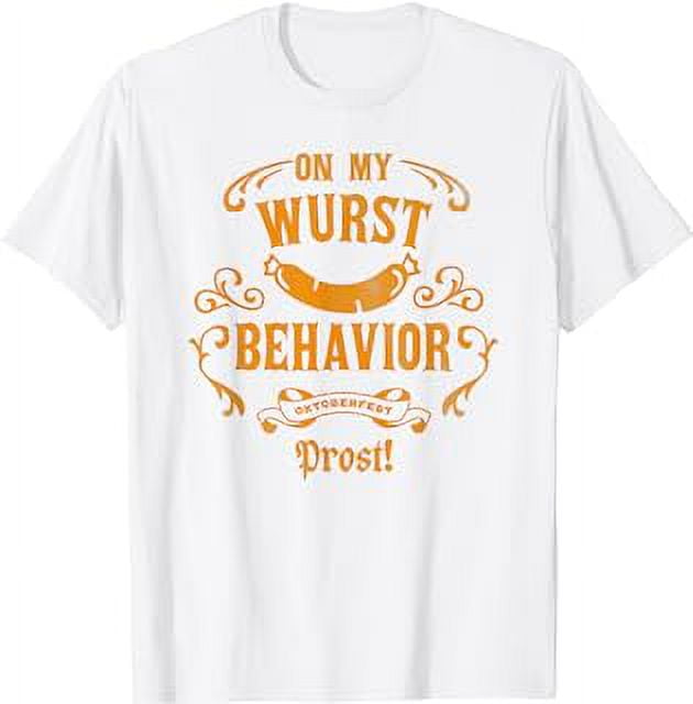 On My Wurst Behavior: Funny Cute Oktoberfest Wiener Hot Dogs T-Shirt ...