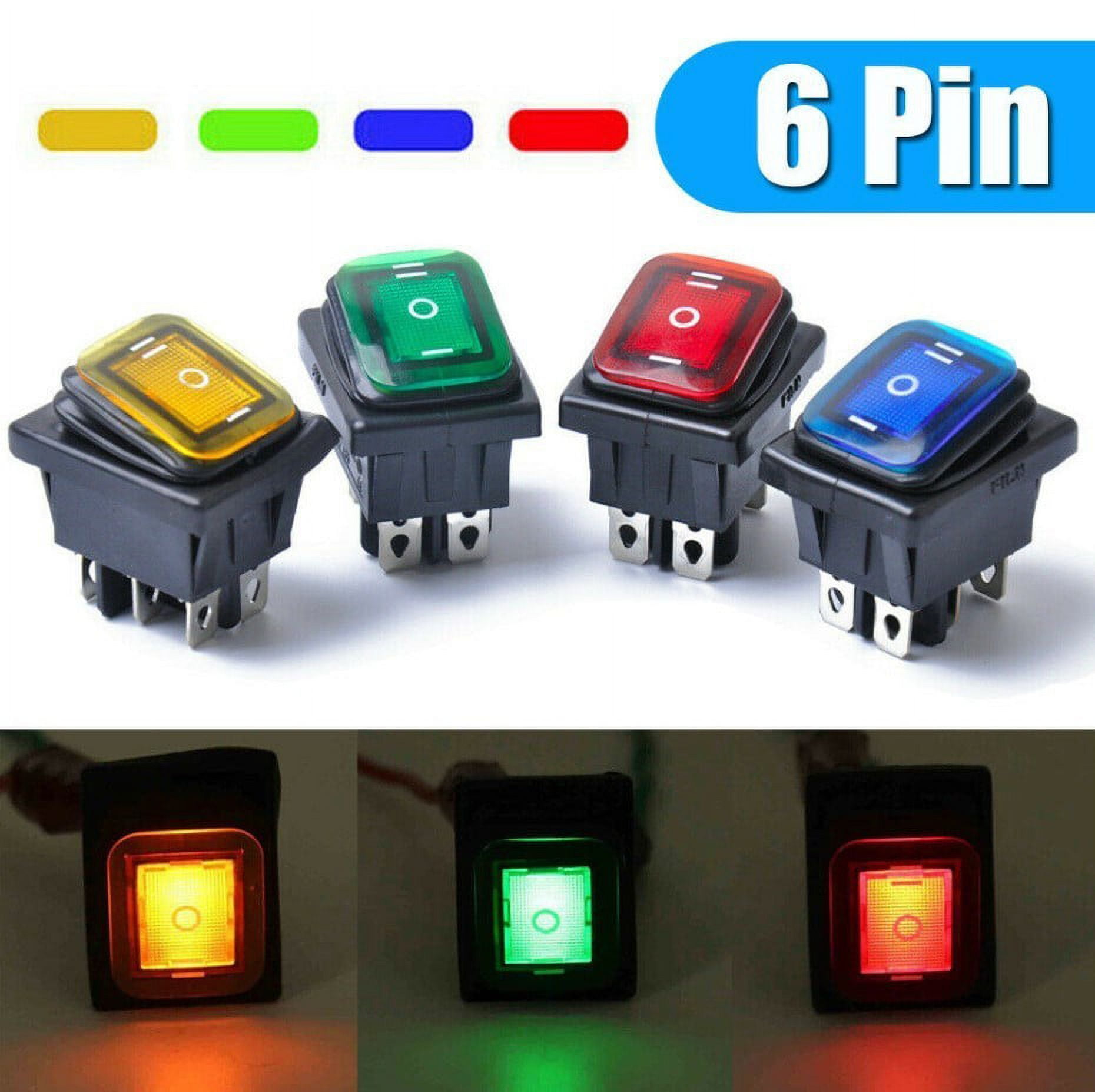 On-Off-On 6-Pin 12V Car/Boat Led Light Rocker Toggle Switch Latching ...