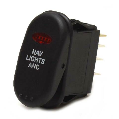 On/Off/On Boat Rocker Switch | Nav Anc Lights 7 Spade 14 Volt Lighted ...