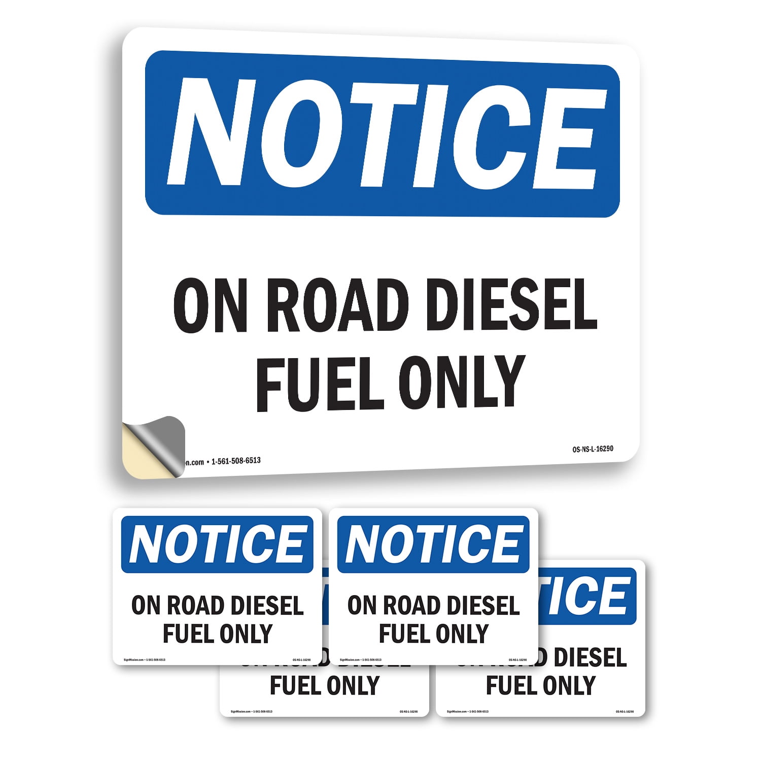 On Road Diesel Fuel Only OSHA Notice Vinyl Decal Label 7 Inch x 5 Inch ...