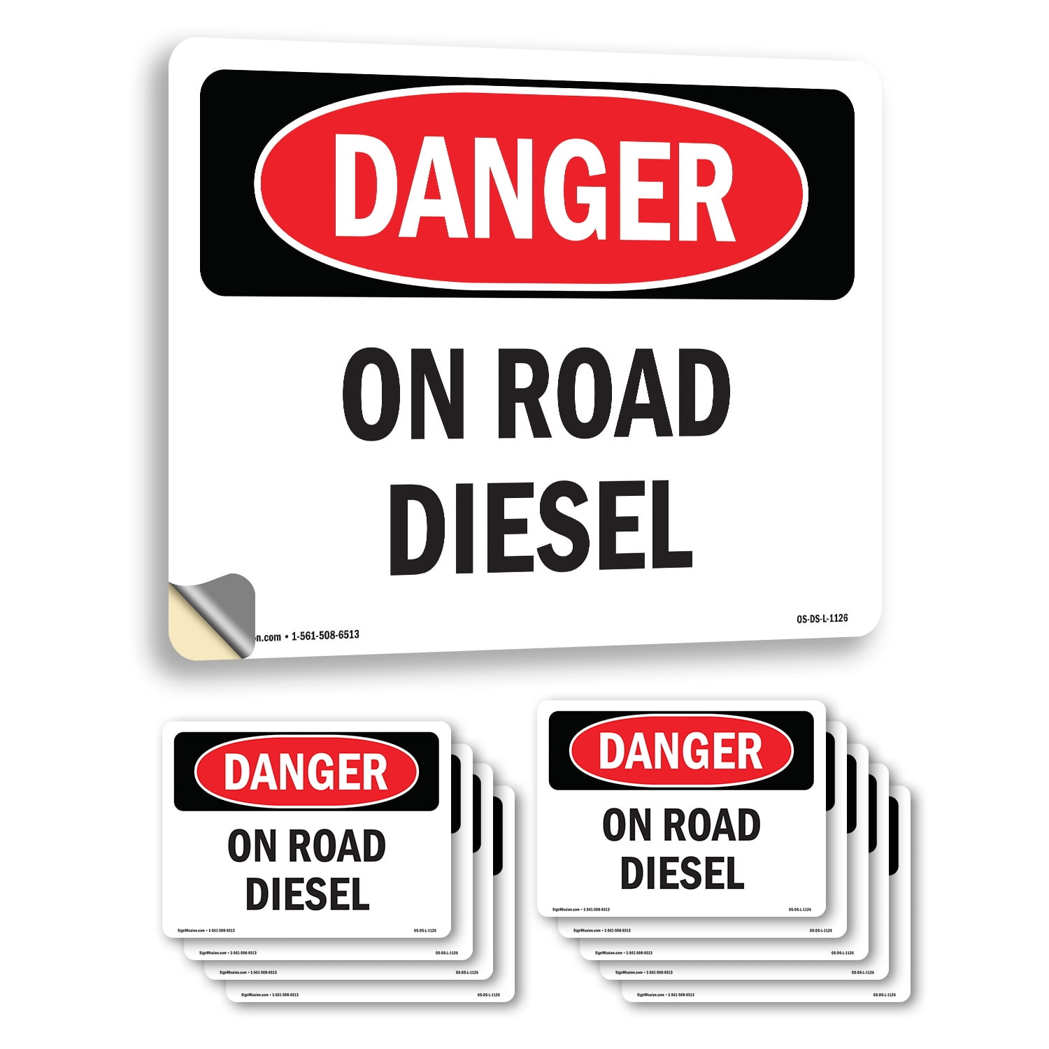 On Road Diesel OSHA Danger Vinyl Decal Label 18 Inch x 12 Inch - 10 ...