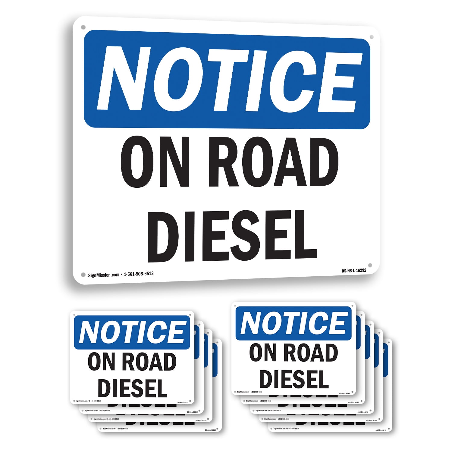On Road Diesel OSHA Notice Rigid Plastic Sign 10 Inch x 7 Inch - 10 ...