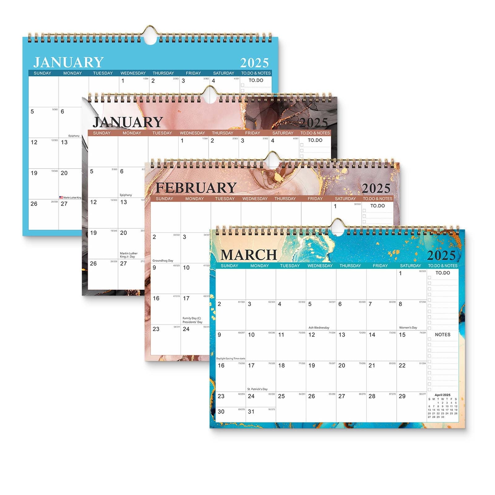 On Sale, 2024 Simplified English Wall Calendar, YO Coil Design with 365 ...