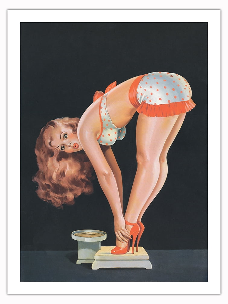 On a Scale - Wink Magazine Cover April 1955 - Vintage Pin Up Girl Print by Peter Driben C.1955 ...