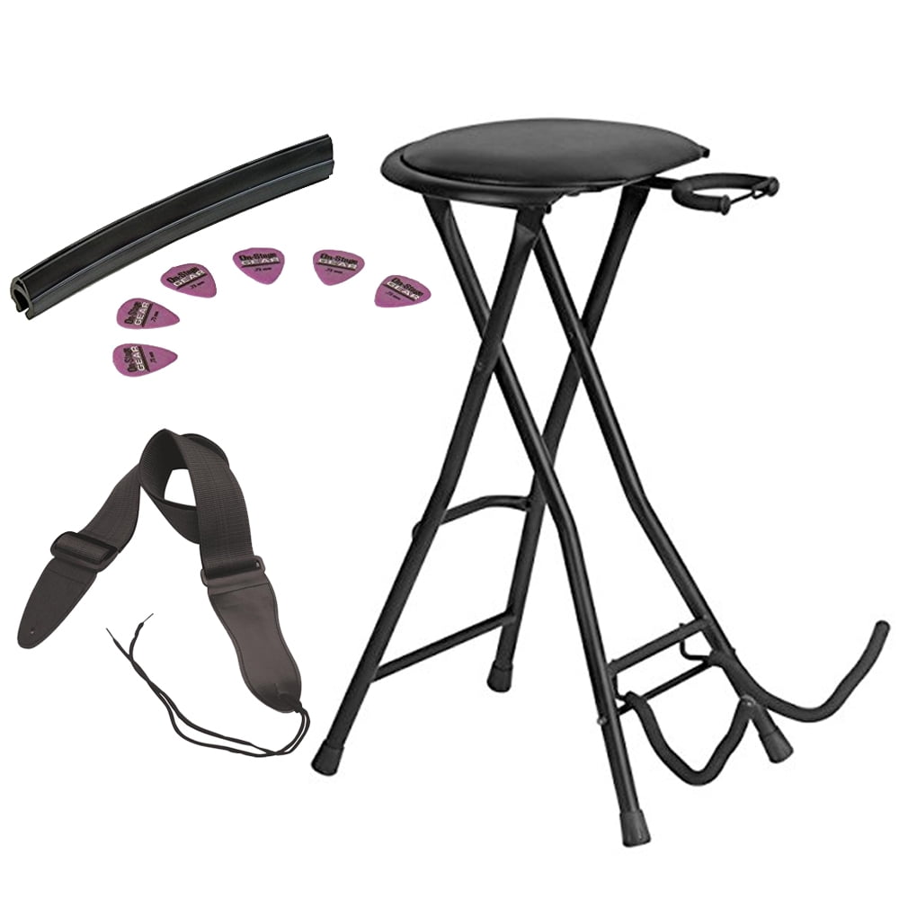 On-Stage DT7500 Guitarist Stool with Footrest + On Stage Guitar Strap ...