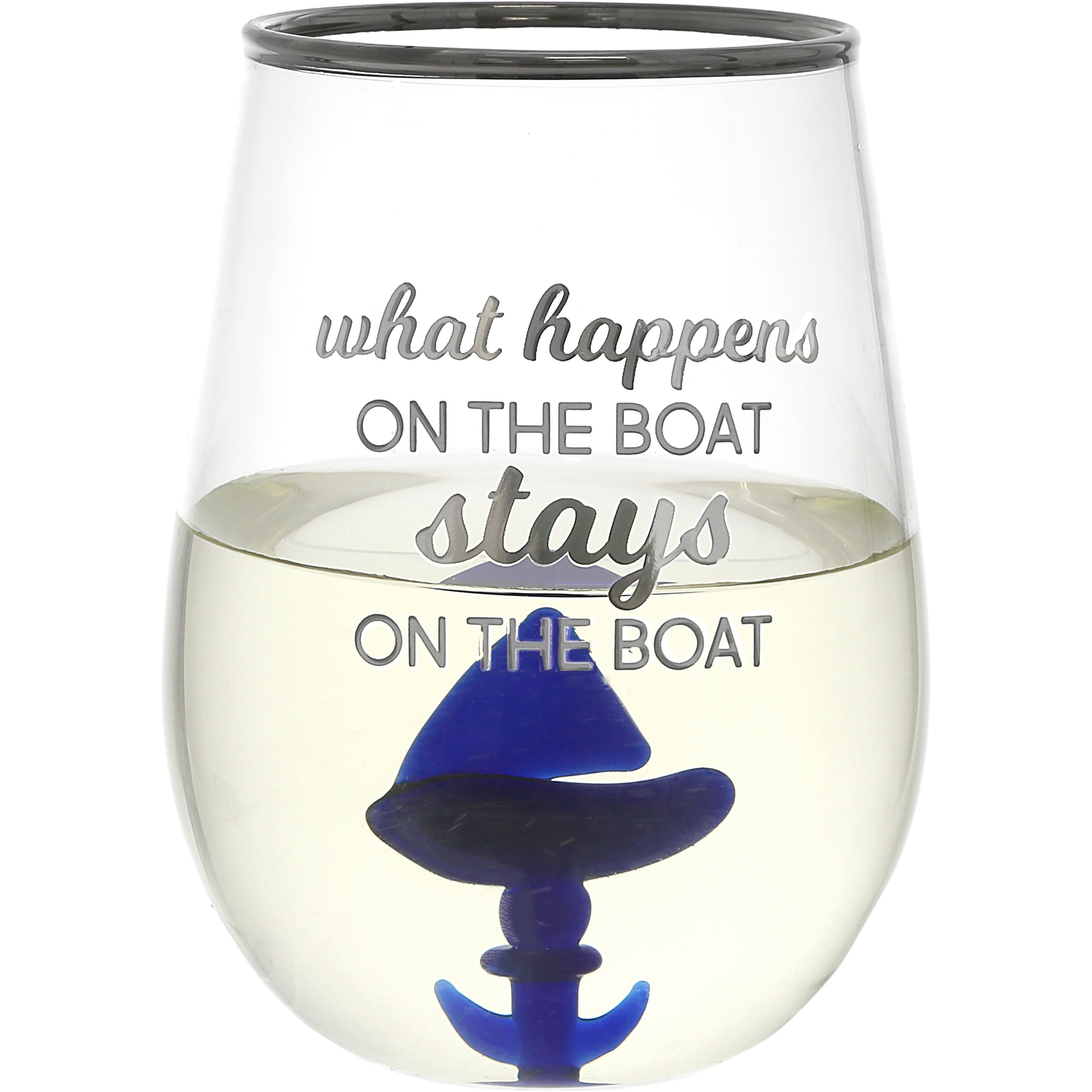 Pavilion Gift Company - On The Boat - Sailboat - 19 oz. Stemless Wine ...