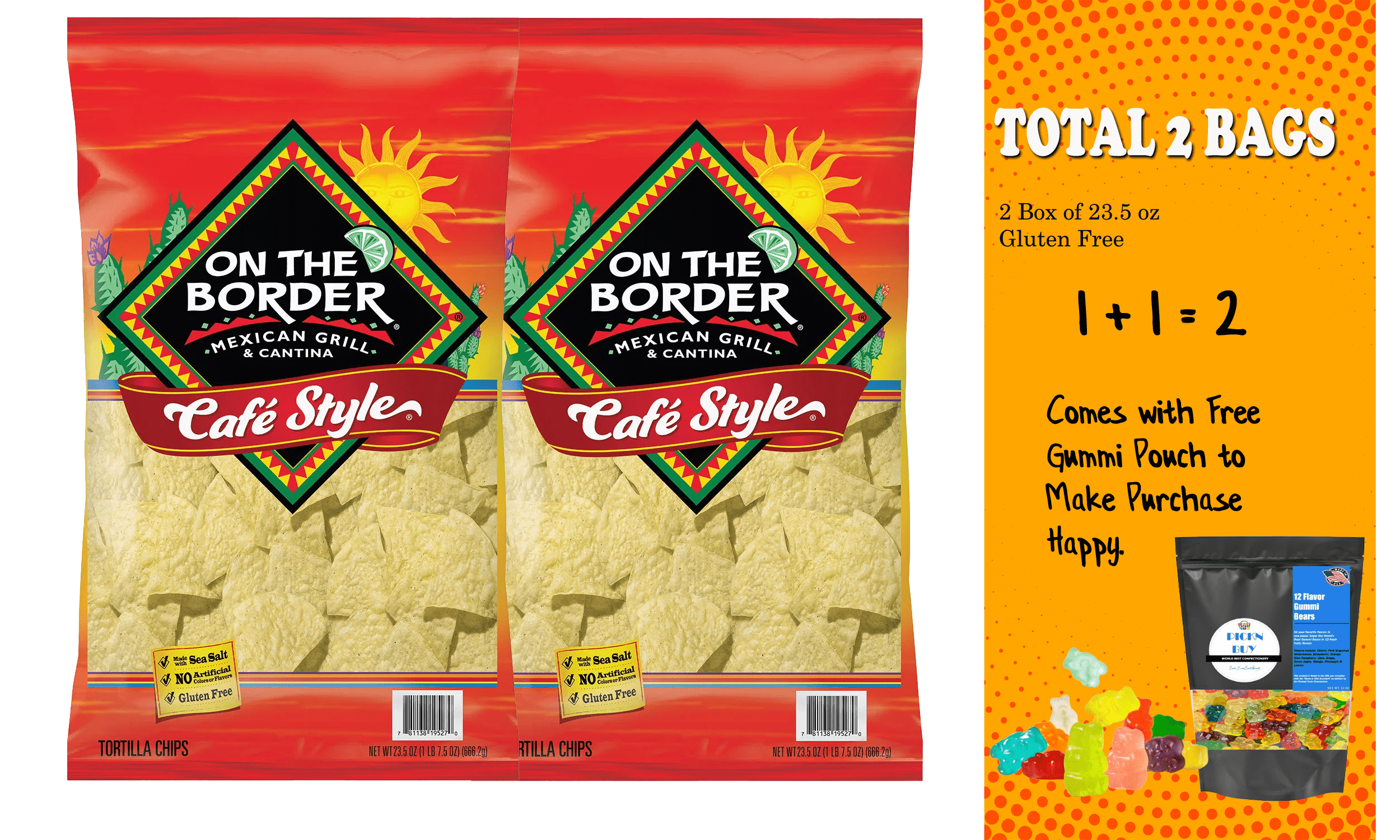 On The Border Cafe Style Tortilla Chips, Gluten-Free, 23.5 oz. 2pk ...