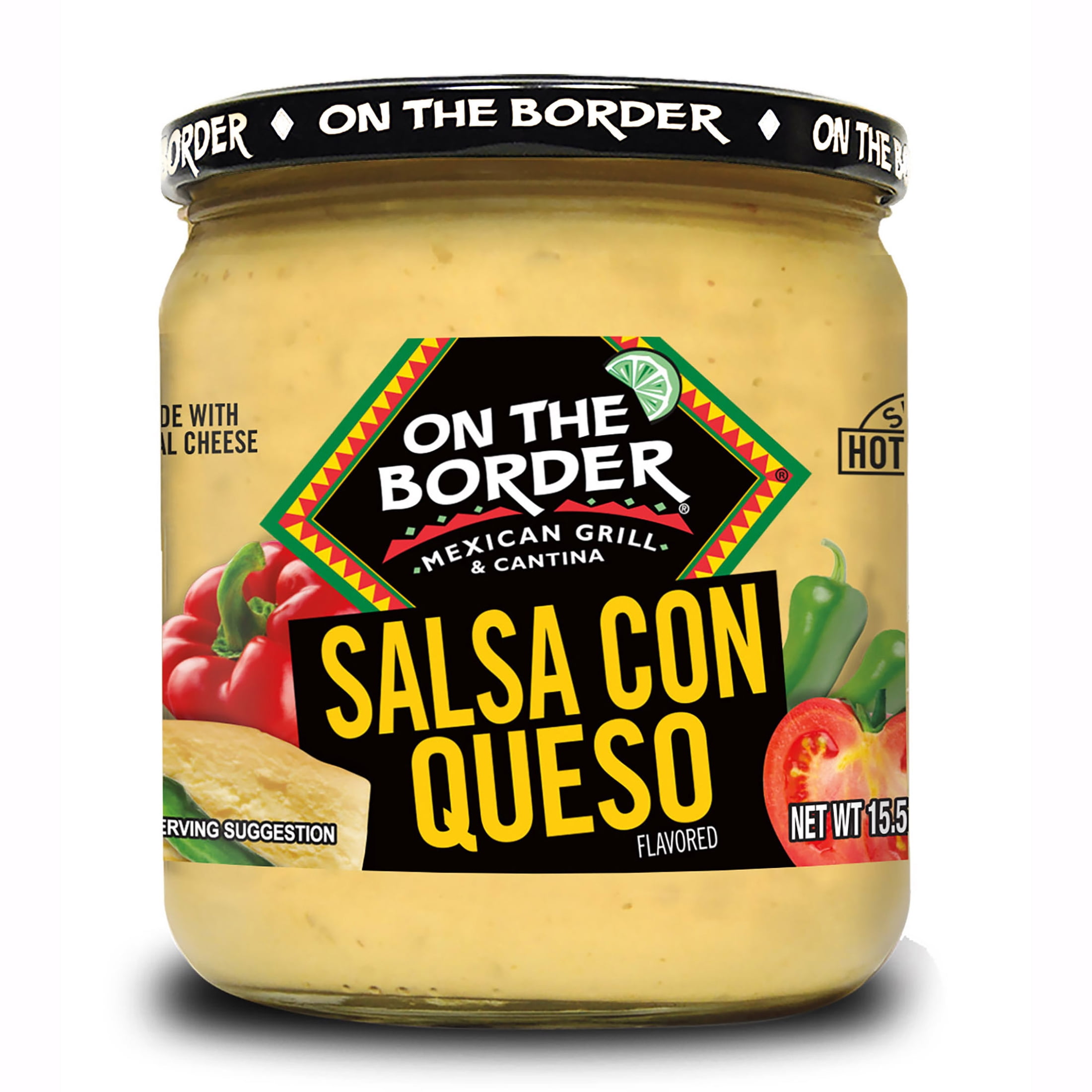 On The Border Restaurant Style Salsa Con Queso Cheese Dip, 15.5 oz Jar ...