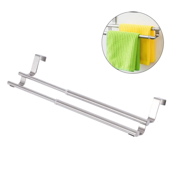 ULTNICE Stainless Steel Retractable Double Hook Towel Bar for Bathroom ...