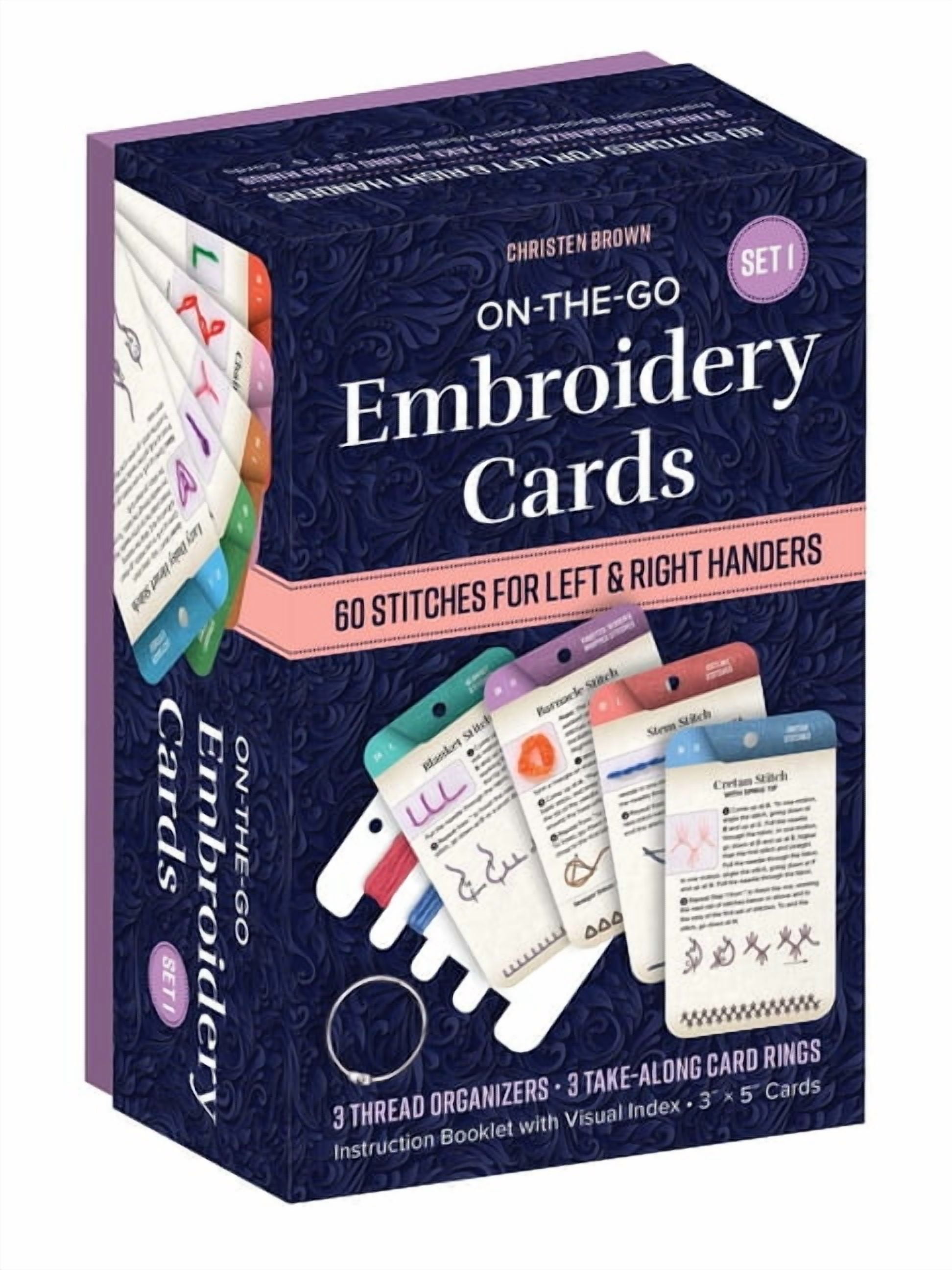 On-The-Go Embroidery Cards Set 1: 60 Stitches for Left & Right Handers ...