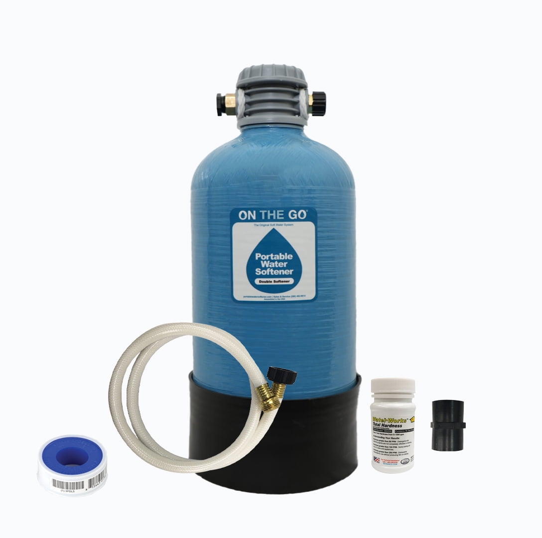 On The Go Portable Double Water Softener, 16,000 Grain, Compact Design ...