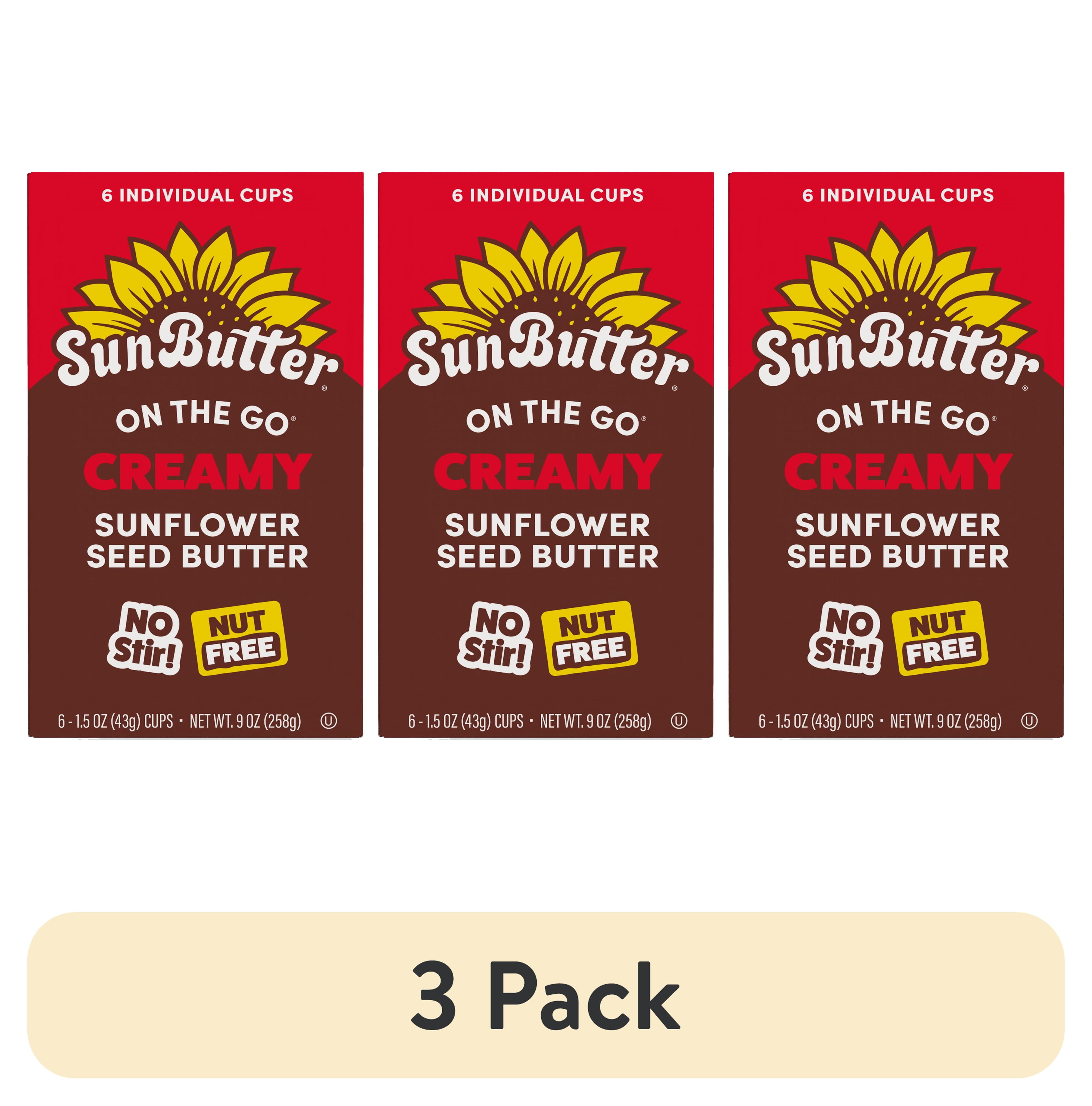 (3 pack) On The Go SunButter, Sunflower Seed Butter, Creamy, 1.5 oz, 6 ...