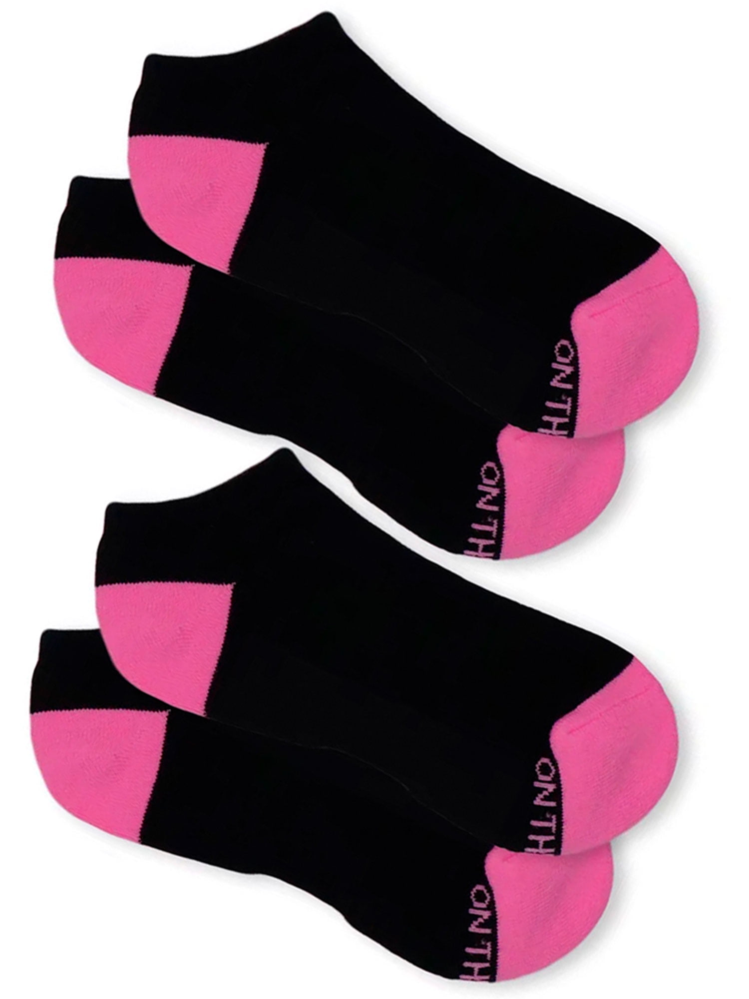 On the Go Women's Low Cut Socks (Black Pink Heel Toe, 2 Pair) - Walmart.com