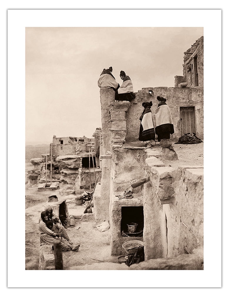 On The Housetop - Hopi Women - The North American Indian - Vintage B&W ...