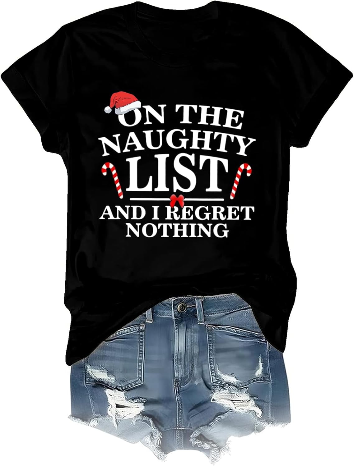 On The List of Naughty and I Regret Nothing Shirt, On The Naughty List No Regrets T Shirt ...