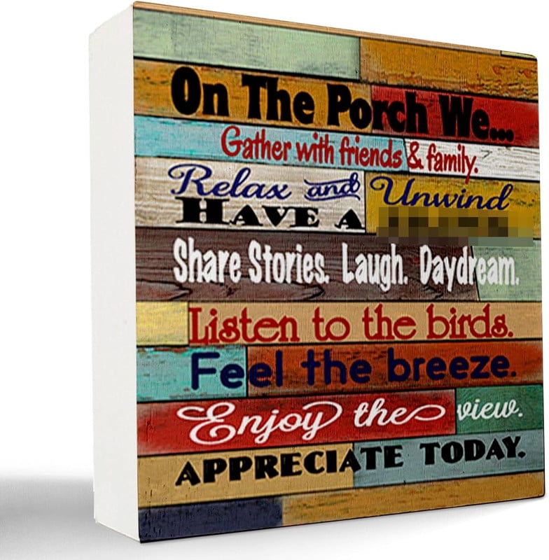 On The Porch Wooden Box Sign Desk Decor,Rustic Wood Block Plaque Box ...