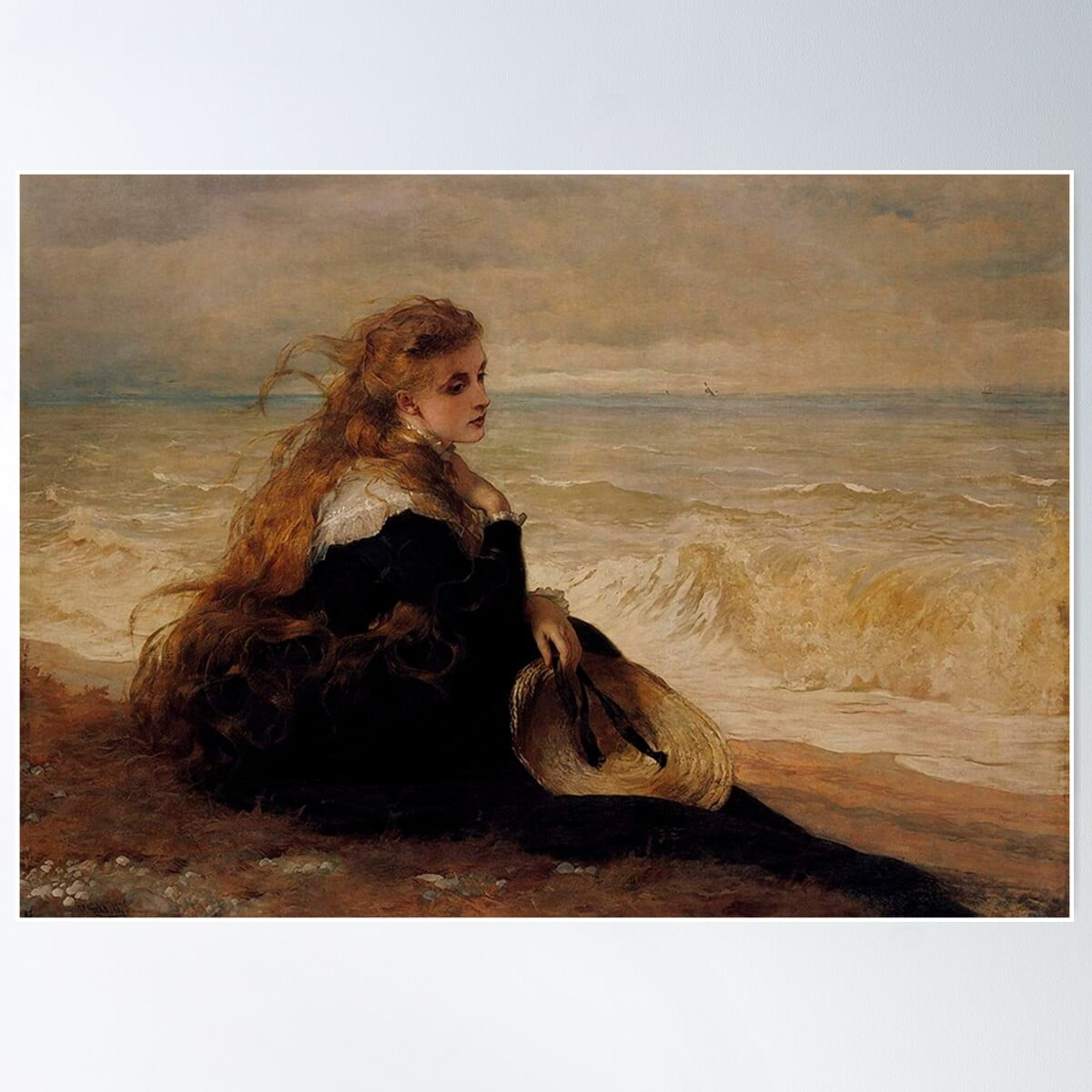 On The Seashore By George Elgar Hicks Poster Wall Art, Modern Wall ...
