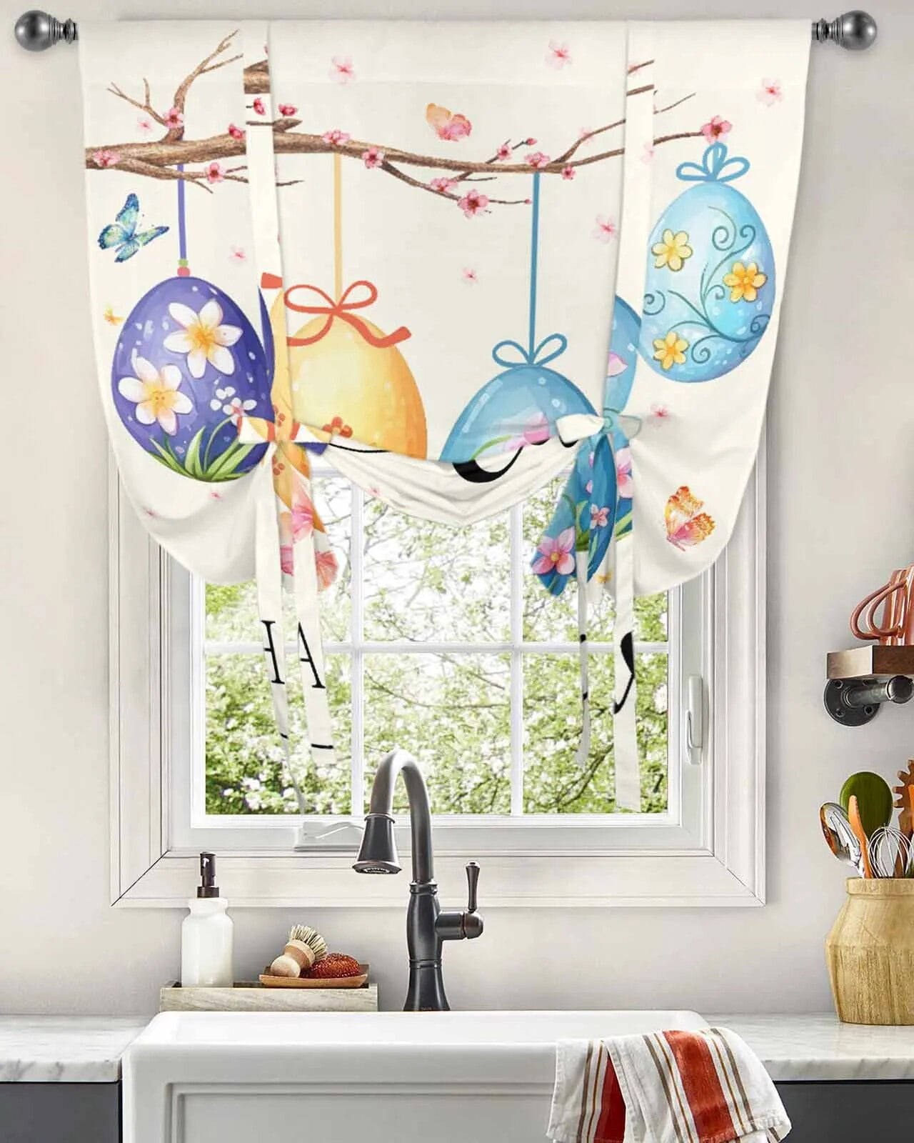 On Tree Branch Curtains for Living Room Bedroom Modern Tie Up Window ...