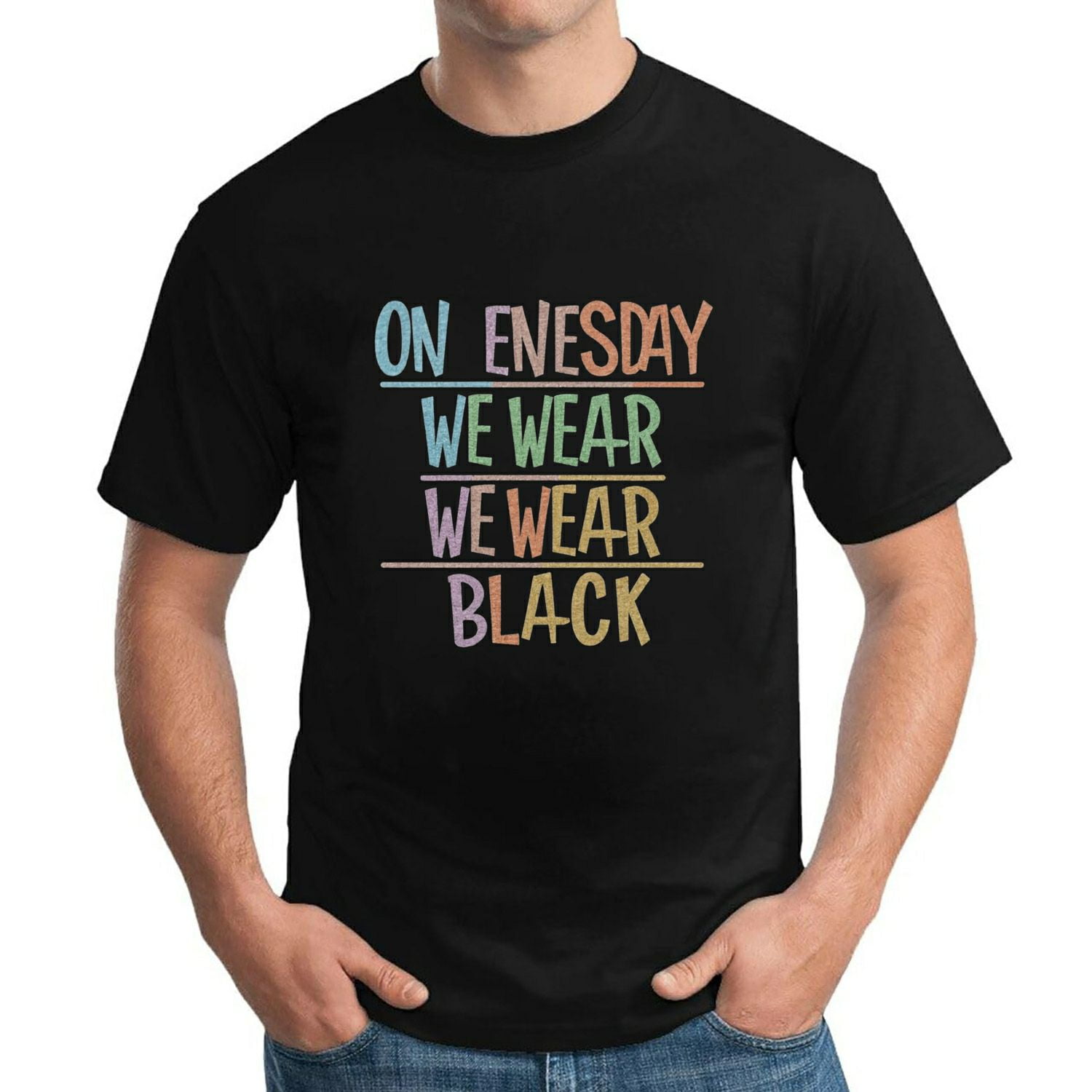 On Wednesday We Wear Black Halloween Horror Wednesday Addams Goth Mens ...