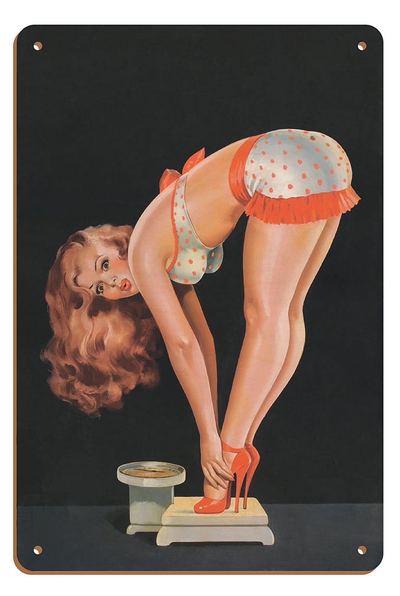 On a Scale - Wink Magazine Cover April 1955 - Vintage Pin Up Girl Print by Peter Driben C.1955 ...
