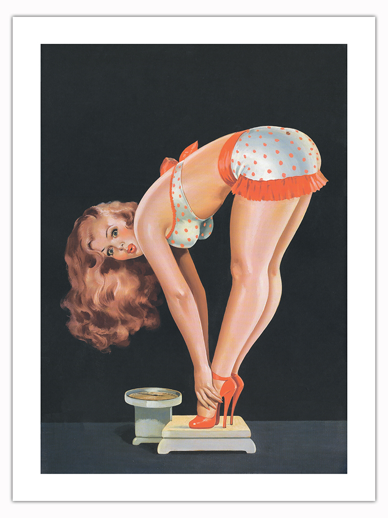 On a Scale - Wink Magazine Cover April 1955 - Vintage Pin Up Girl Print by Peter Driben C.1955 ...