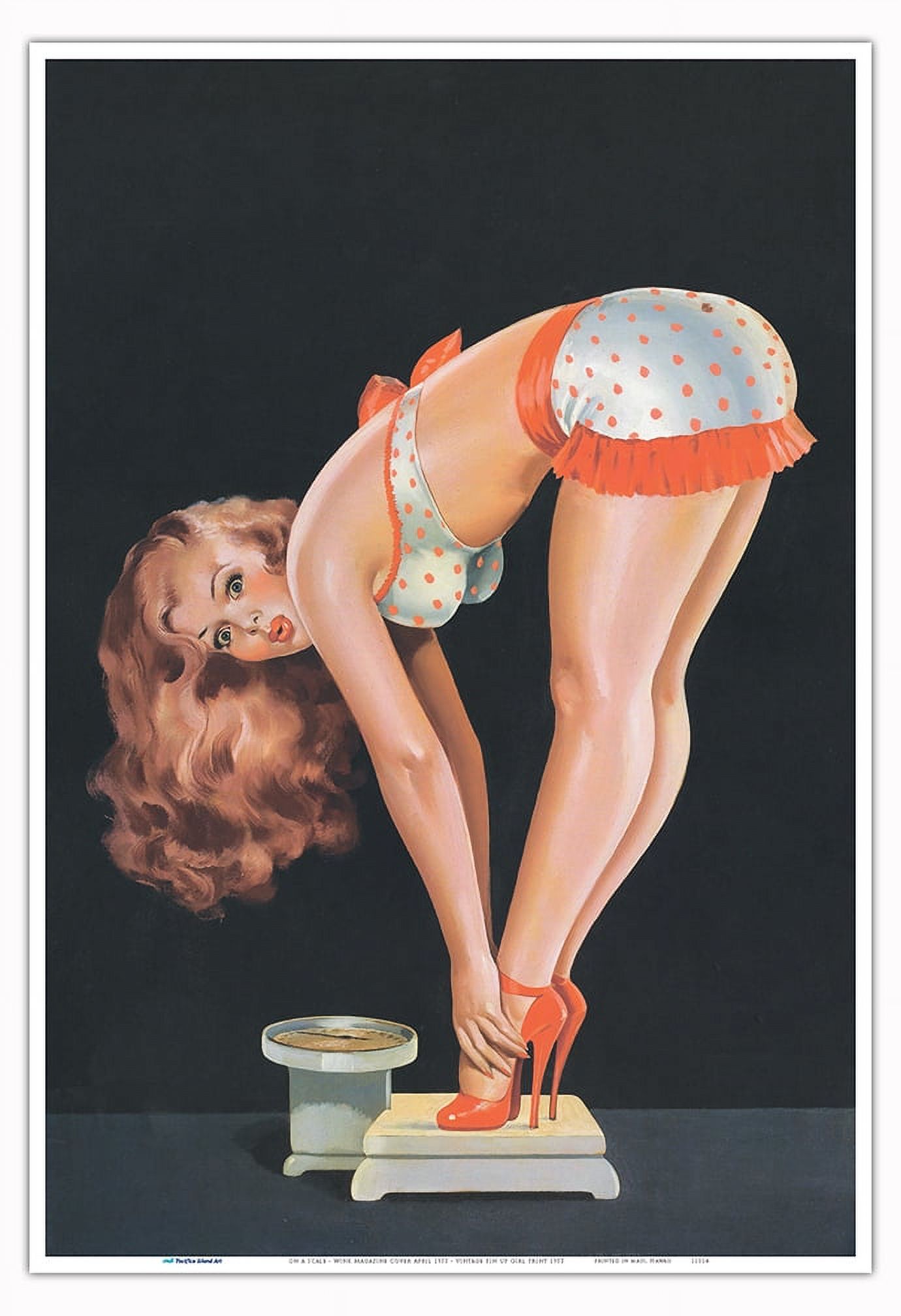 On a Scale - Wink Magazine Cover April 1955 - Vintage Pin Up Girl Print by Peter Driben C.1955 ...