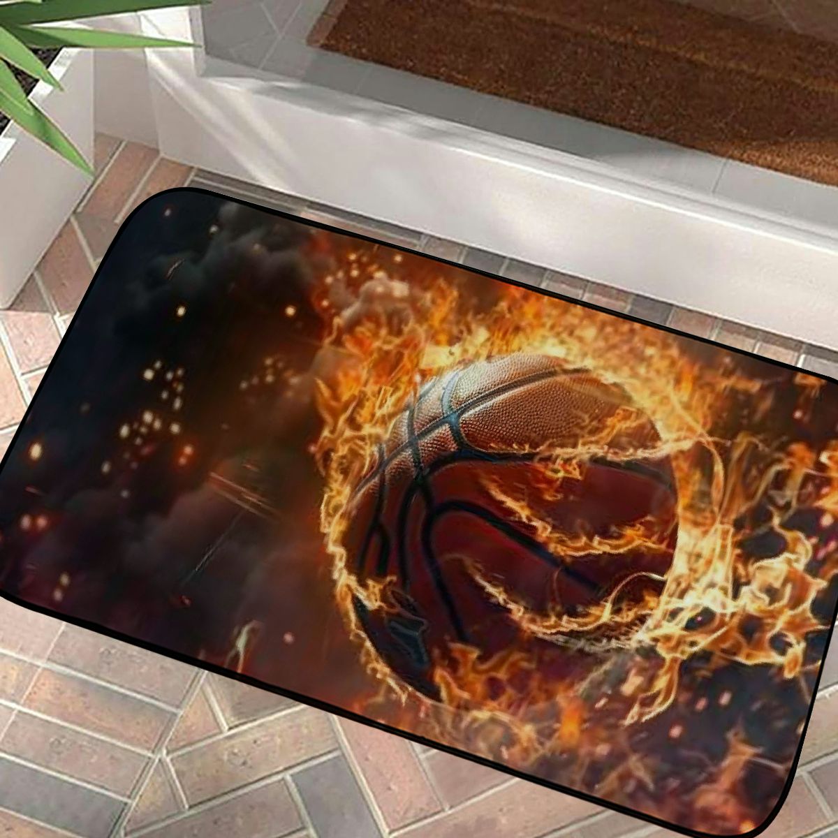 On and Flame Splashing Entry Welcome Doormat , Kitchen, Porch, Mud ...