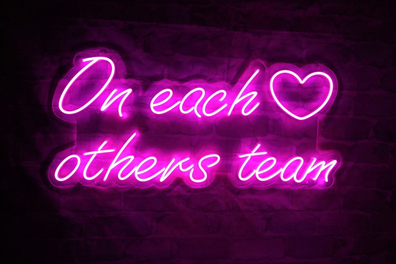 On each others team LED Neon Sign 33" x 15" Weddings, Anniversaries ...