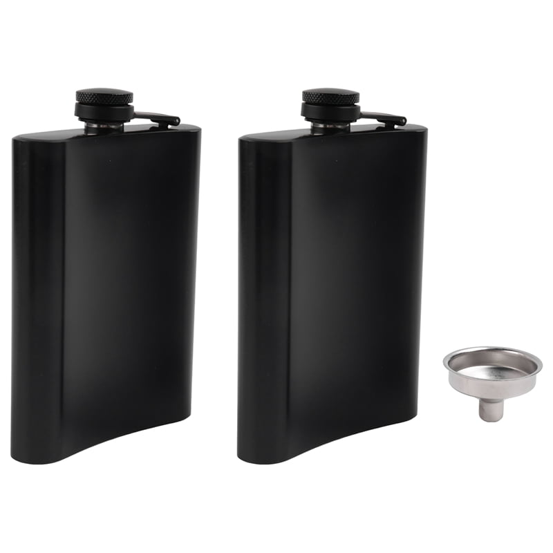 On-the-Go 2-Pack 8 oz Stainless Steel Hip Flasks, Leakproof Thin with ...