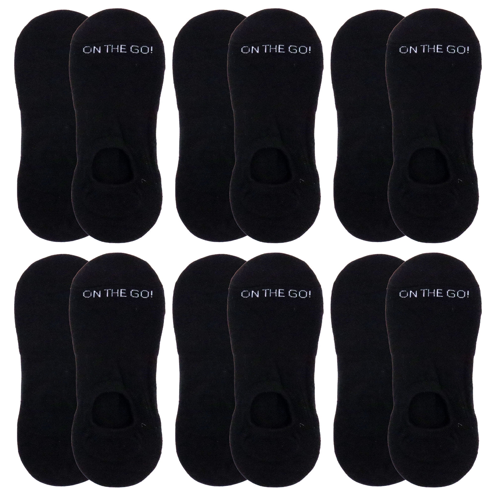 On the Go Men's Invisible Socks (6 Pair Pack, Black) - Walmart.com