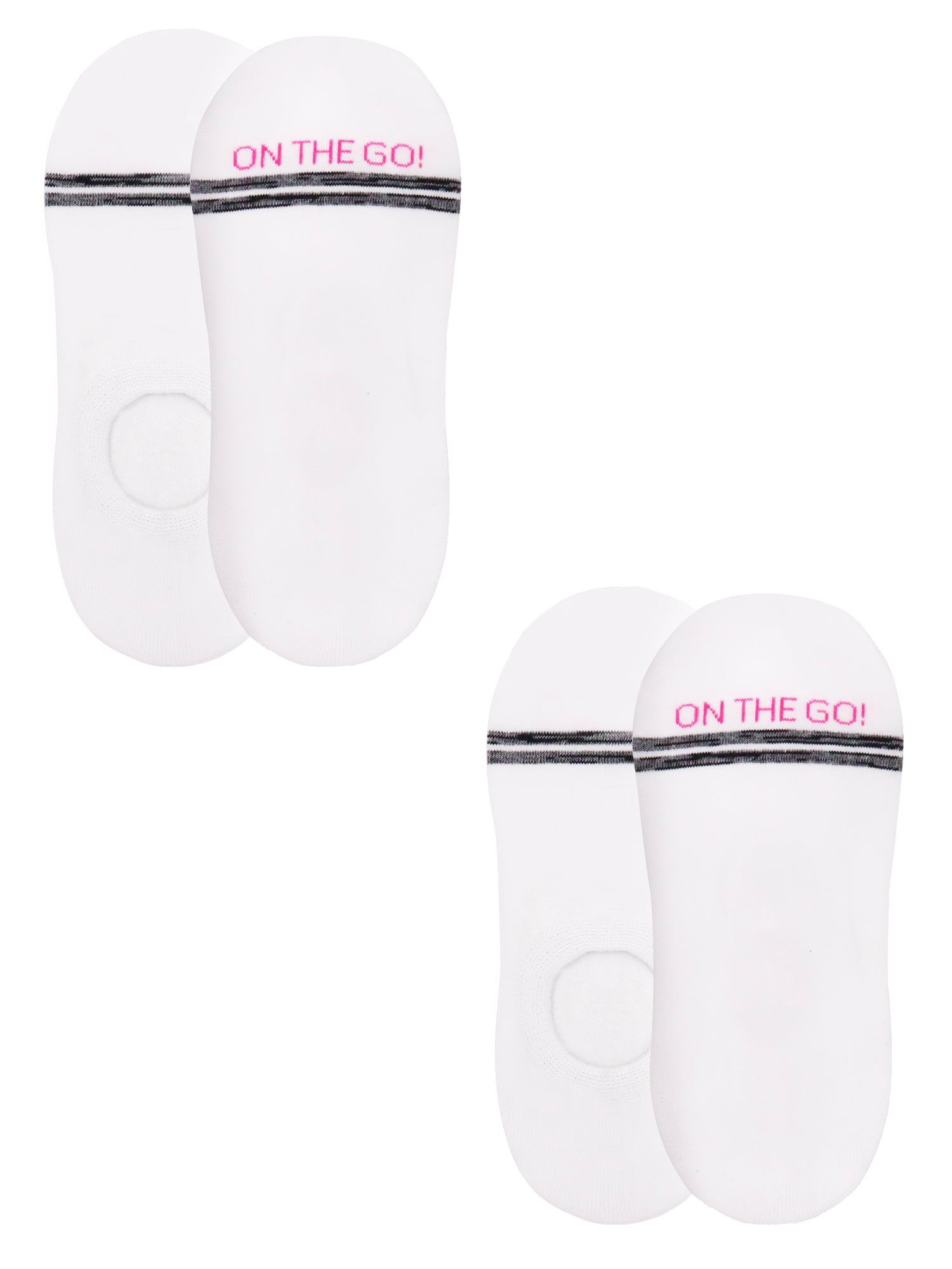 On the Go Women's Invisible Socks (White Black Stripes Toe) - Walmart.com