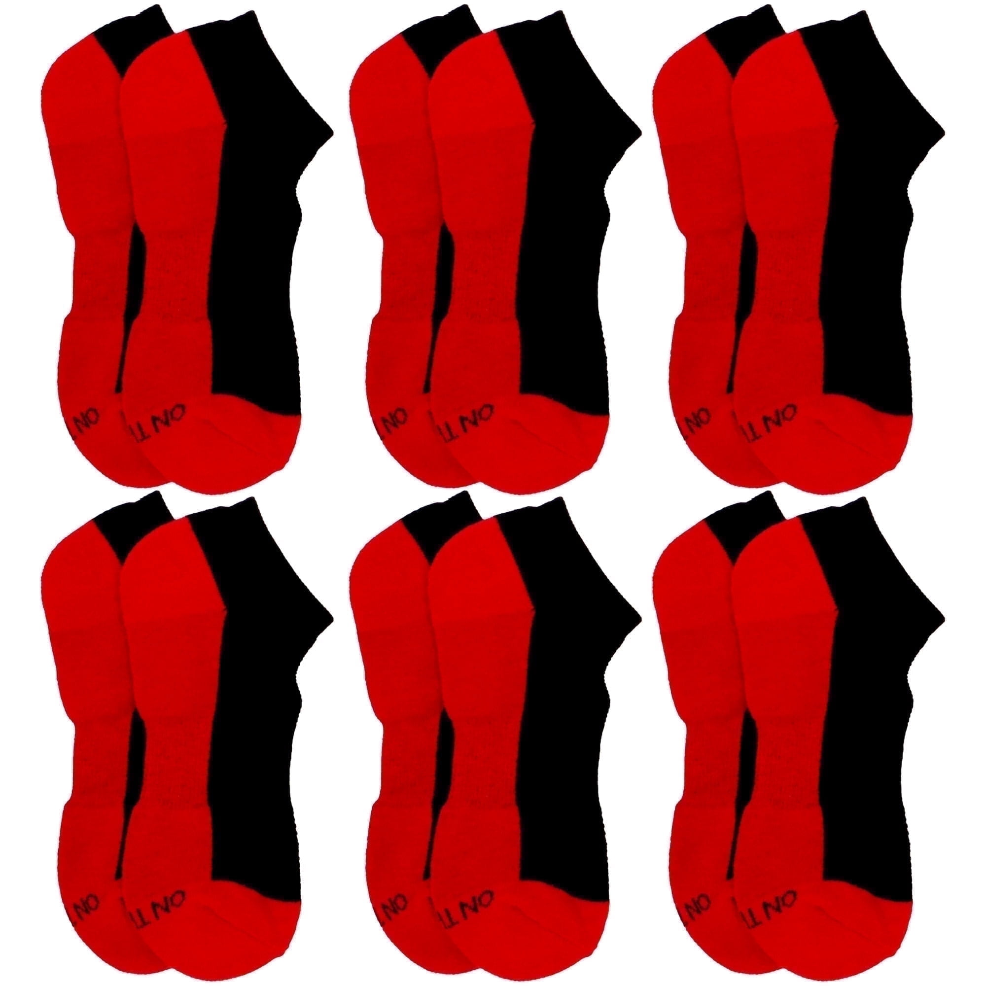 On The Go Women's Low Cut Socks, 6 Pair Pack, Black with Red Sole ...
