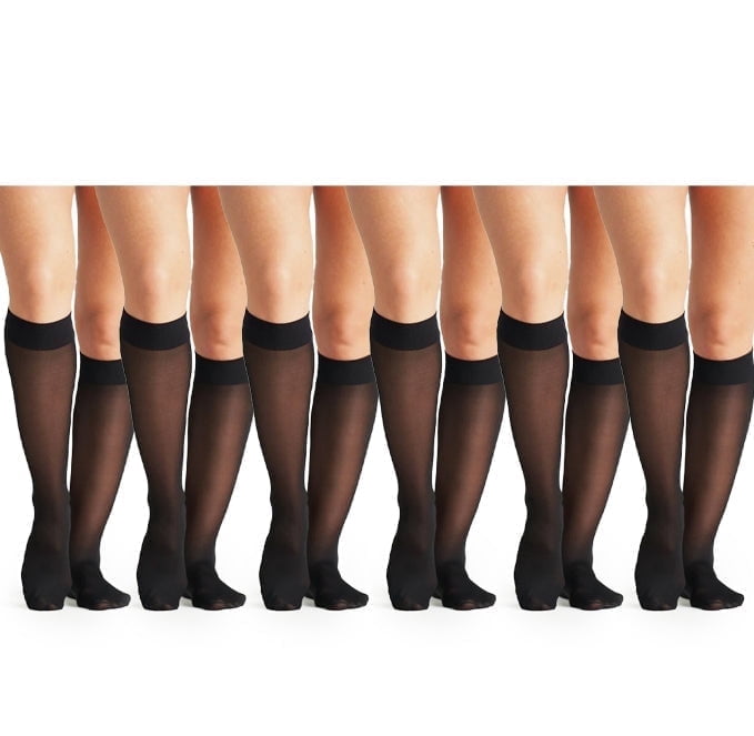 On the Go Women's Trouser Socks (6 Pair Pack, Black) - Opaque Knee High ...