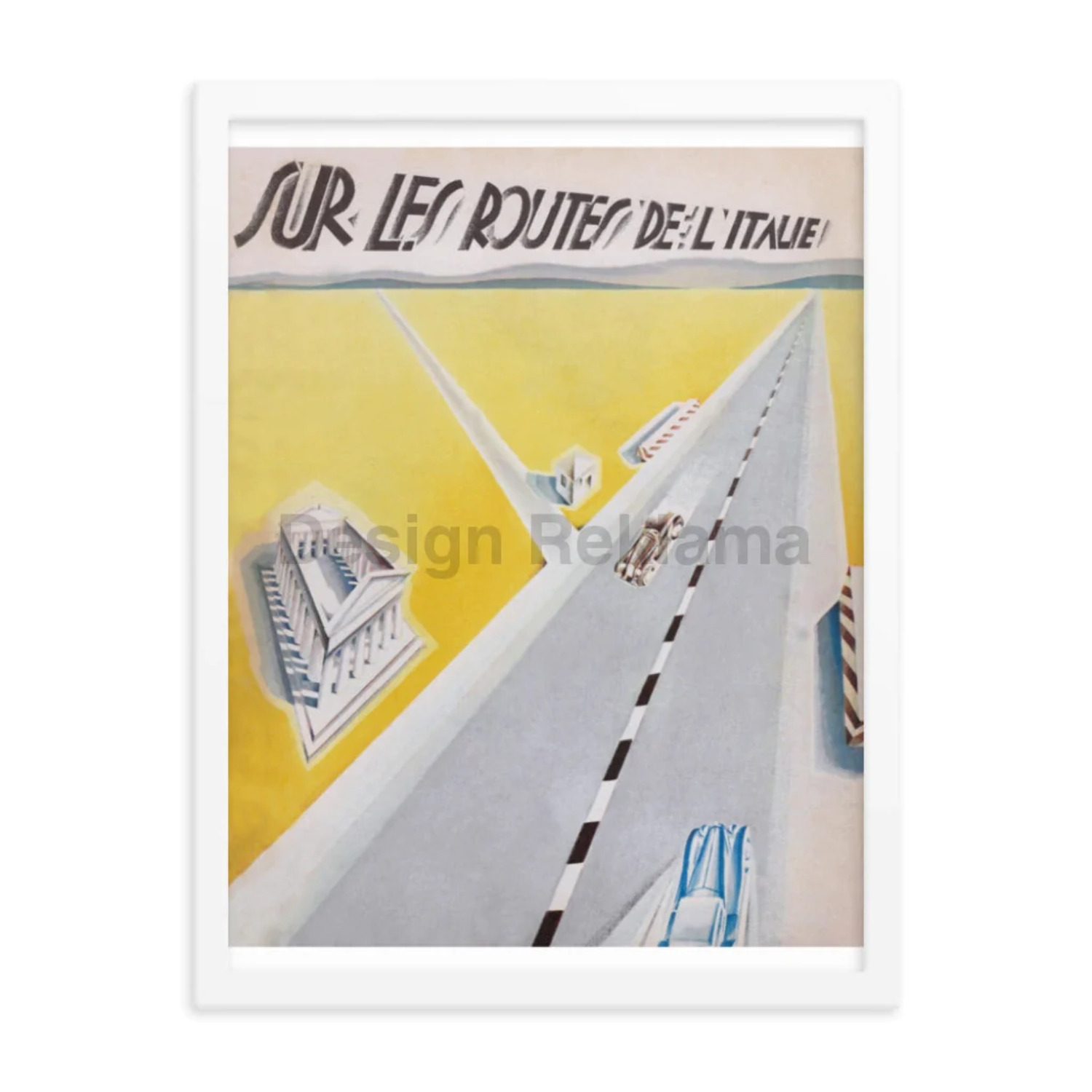 On the Roads of Italy, 1933. Framed Vintage Travel Poster - Walmart.com