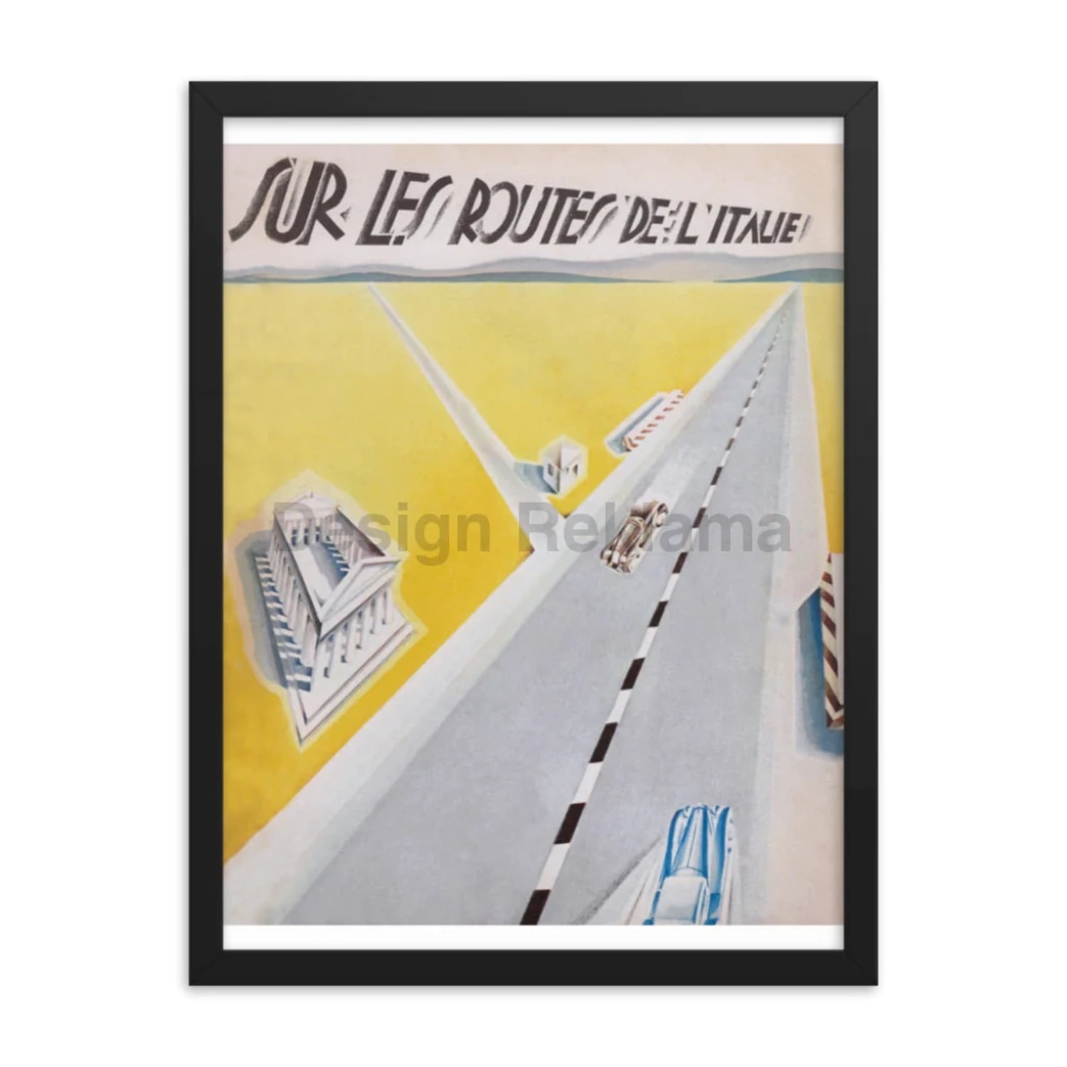 On the Roads of Italy, 1933. Framed Vintage Travel Poster - Walmart.com