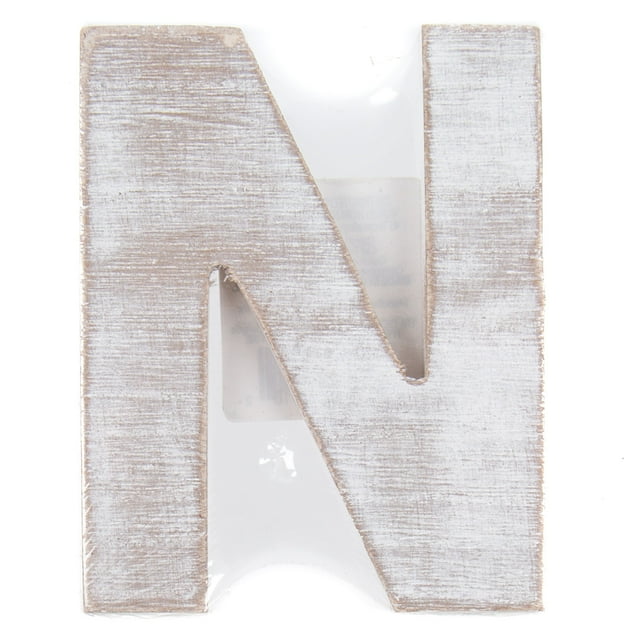 Rustic Letter N - Whitewash Wood Finish - 4 Inches - Walmart.com