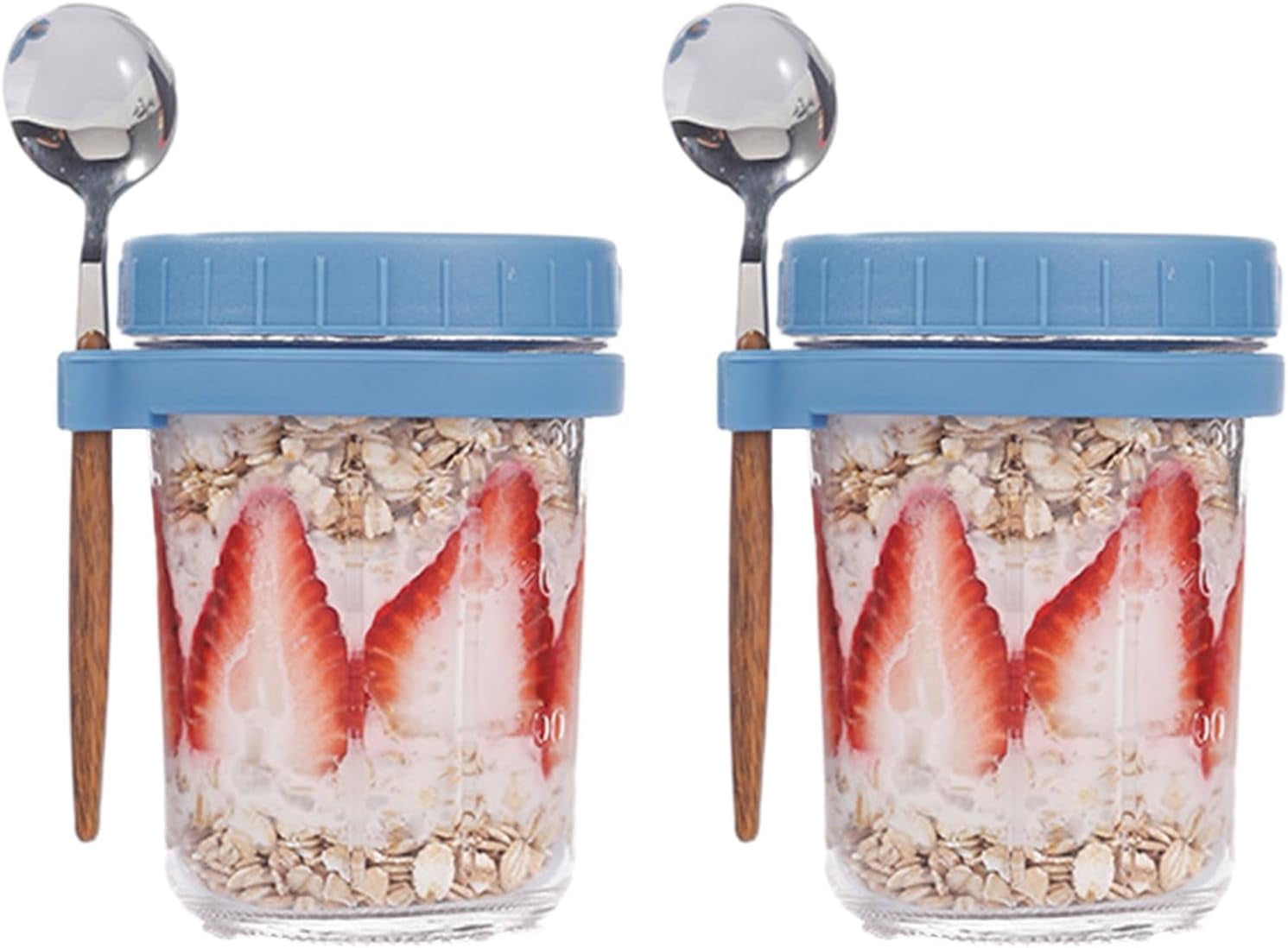 On-the-go Breakfast Containers 2 Pcs 350ml Oatmeal Cup Glass with Lids ...