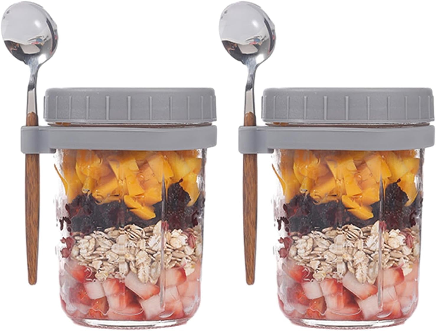 On-the-go Breakfast Containers 2 Pcs 350ml Oatmeal Cup Glass with Lids ...