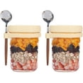On-the-go Breakfast Containers 2 Pcs 350ml Oatmeal Cup Glass with Lids ...